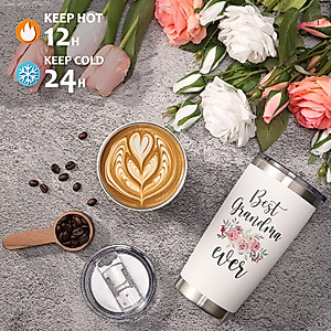 Fimibuke Best Grandma Gifts - 20 OZ Tumbler Mothers Day Gift for Grandma from Granddaughter, Grandson, Grandkid, Insulated Cup Funny Birthday Present Gift for Grandmother/Nana/New Grandma/Grandparents