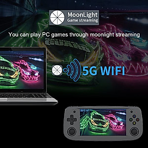 RG503 Handheld Game Console , 4.95 Inch OLED Screen RK3566 Chip Linux System Support 5G WiFi Bluetooth 4.2 Built-in 64G SD Card 4193 Games(Black)