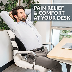 ComfiLife Lumbar Support Back Pillow Office Chair and Car Seat Cushion - Memory Foam with Adjustable Strap and Breathable 3D Mesh (Black)