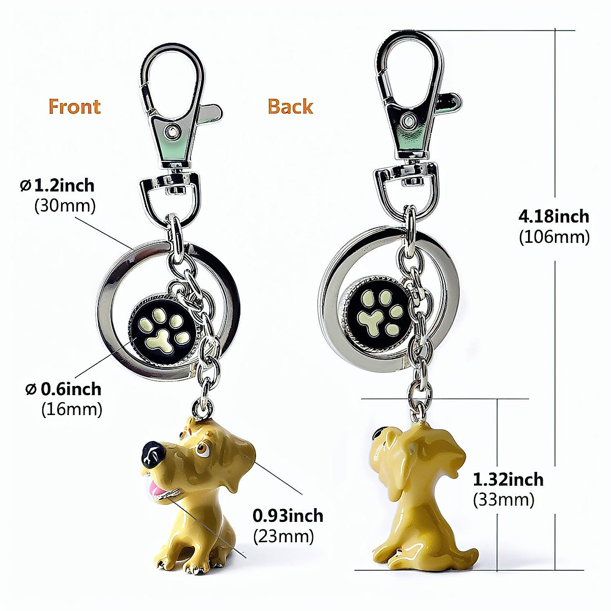 DOR QUEEN Dazzling Enamel Dog Keychain - Yellow Labrador Retriever,D Mini Handcrafted Metallic Charm,Perfect for Families & Kids Adults!