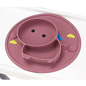 Lightening Corp Baby Silicone Plate, Toddler Suction Plates Mini Plate Placemat for Kids and Infants Self Feeding, BPA Free, Microwave & Dishwasher Safe (Blush) Pig Designed One Size