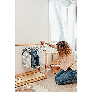 WOOD&ROOM Wardrobe Dress up Rack Child Garment Rack Kids Clothing Rack with Storage Shelf Montessori Children wardrobe