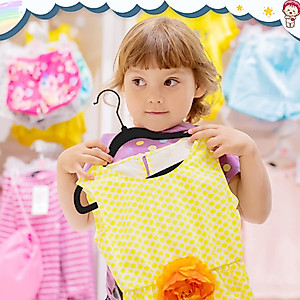 UniqNest Kids Velvet Hangers 20 Pack, 11.8" Non-Slip Felt Hangers with Black Hook, Space Saving Clothes Hangers Flocked Hangers for Coats, Sweaters, Jackets, Pants & Dress Clothes (Black)