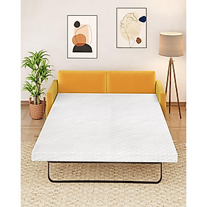 Slumbrae 4" [Queen] Sofa Bed Mattress Replacement, Memory Foam Sofa Mattress Topper with Ultra Soft Cover, CertiPUR-US Certified, White