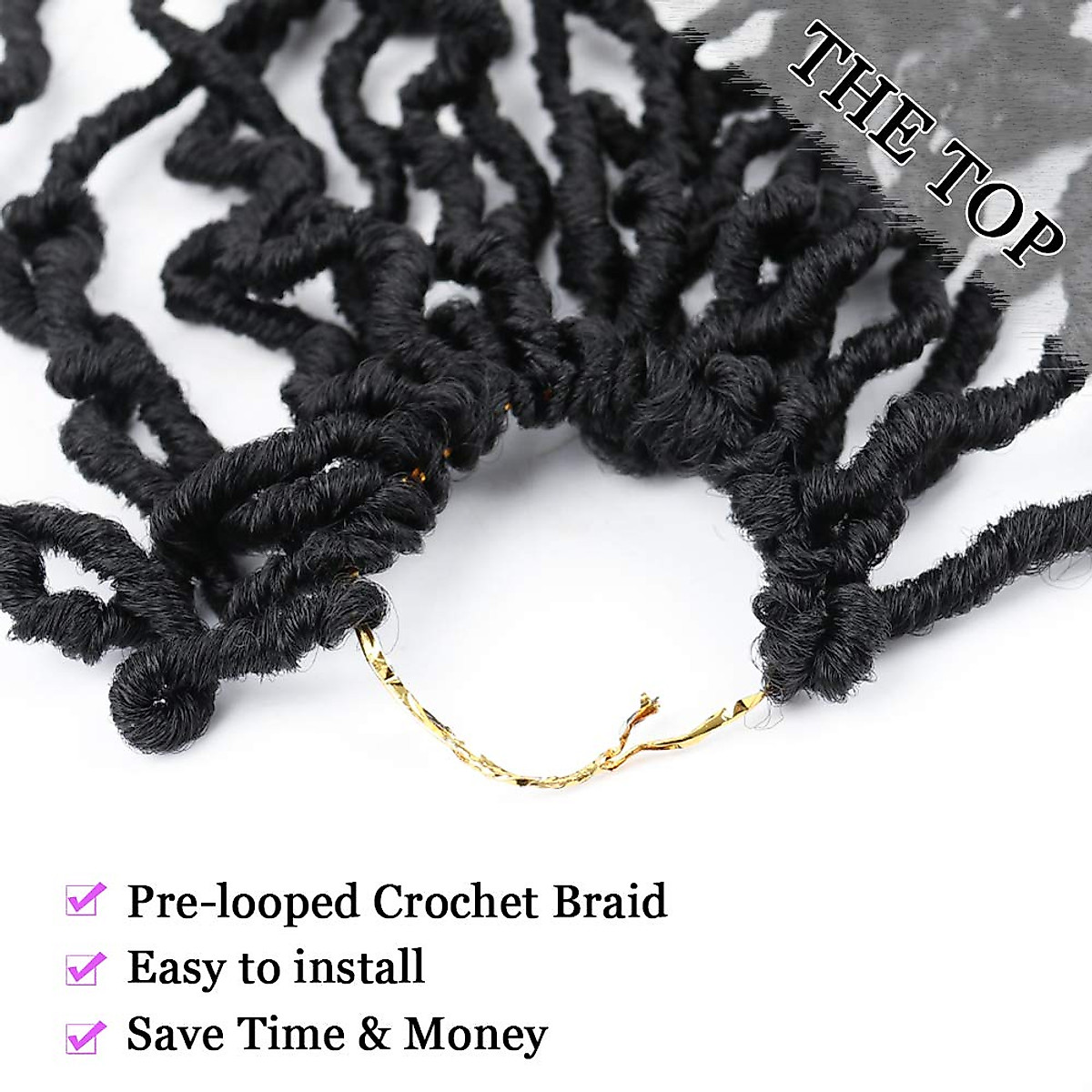 Violet 18 Inch New Faux Locs Crochet Hair Soft Locs Crochet Hair Natural Faux Braids Pre-looped Synthetic Afro Roots Braid For Black Women (18Inch, 6Packs, 1B)