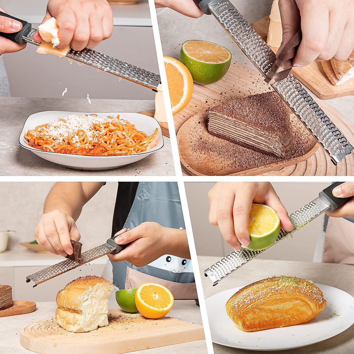 esLife Grater for Kitchen, 3 Pack Zester Stainless Steel, Kitchen Tool for Cheese, Lemon,chocolate, Ginger, Potato, Vegetable & Fruit