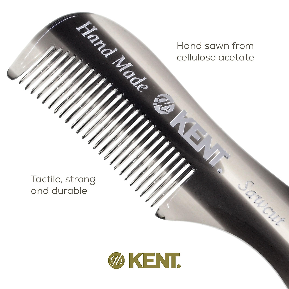 Kent A 81T Graphite X-Small Men's Beard Mustache Pocket Comb, Fine Toothed Pocket for Facial Hair Grooming and Styling. Hand-Made of Quality Cellulose Acetate, Saw-cut Hand Polished. Made in England