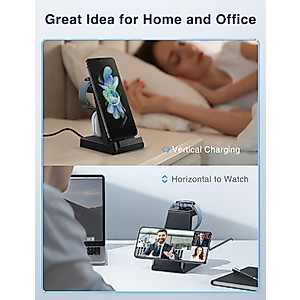 LK Charging Station for Samsung 3 in 1 Charger Station Wireless Charger for Galaxy Watch 5 Pro/4/3/Active 2/1, for Samsung S24 Ultra Plus S23 S22 S21 S20 Z Flip Fold 5 4 3 Galay Buds
