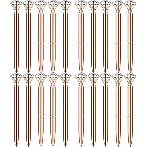 PASISIBICK 20 Rose Gold Diamond Pens Bling Diamond Gem Pen Décor Gifts for Women Bridesmaid Coworkers Bulk Crystal Metal Ballpoint Pens Black Ink(Rose Gold)