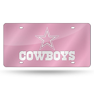 Rico Industries NFL Football Dallas Cowboys Pink 12" x 6" Laser Inlaid License Plate Tag for Car/Truck/SUV - Automobile Décor
