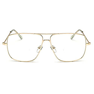 Dollger Classic Glasses Clear Lens Non Prescription Metal Frame Eyewear Men Women Gold
