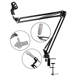 RockJam Heavy Duty, Desk Mounting Mic Scissor Arm Microphone Stand RJMS050