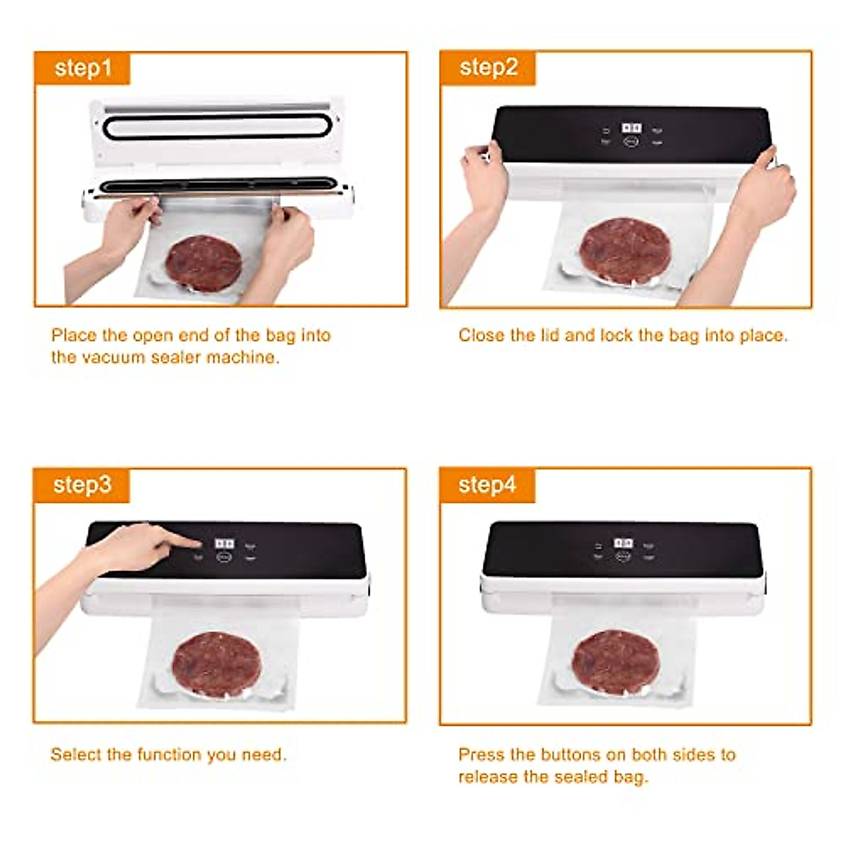 HOMARK Vacuum Sealer Machine, Digital Display Smart Function Household 80 kPa Food Saver Vacuum Sealer with Tempered Glass Surface, Dry Moist Mode, Includes 10 Vacuum Bags 6”x10’, 3 Food Modes,2 Pump Speed, Lab Tested
