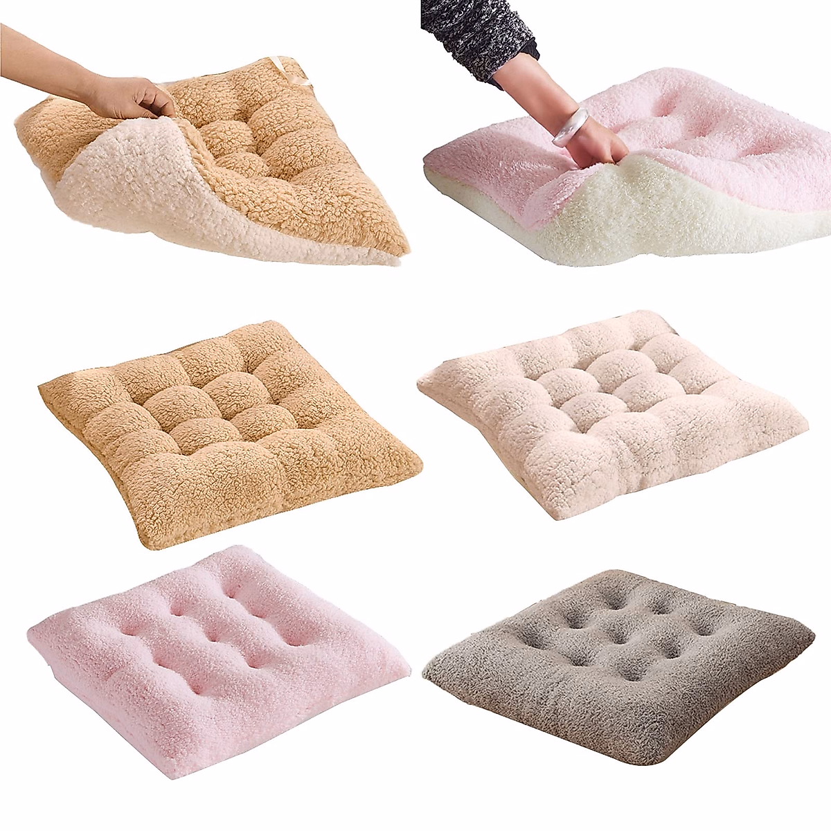 AOKID Plush Seat Cushion Soft Chair Cushions High Elastic Desk Chair Cushion Easy to Clean Office Chair Cushion for Home Office Accessories Camel 40 * 40cm