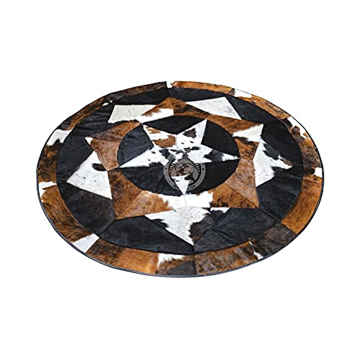 Genuine Round Cowhide Rug Rodeo Star Patchwork 60" Area Rug