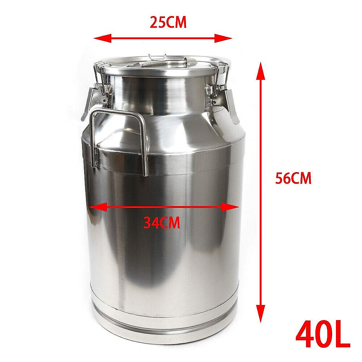 BoTaiDaHong 40L/10Gallon Stainless Steel Milk Can Wine Pail Water Bucket Oil Barrel Tea 340mm dia Milk Can Canister Dairy Pot Bucket Liquid Storage Barrel