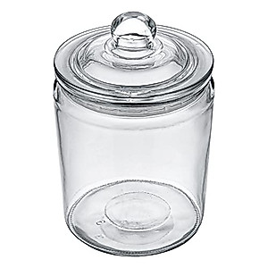 Restaurantware Vetri 0.5 Gallon Glass Storage Jar 1 Dishwashable Glass Cookie Jar - Airtight Seal Wide Opening Clear Glass Candy Jar Knob Handle Lid For Kitchen Laundry Or Storage