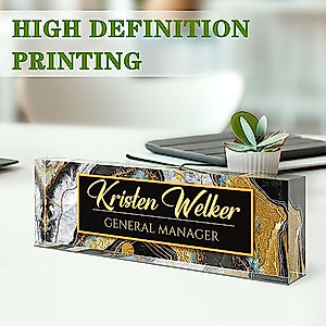 Desk Name Plate Personalized, Custom Name Plate for Desk, Office Desk Decor for Women Men, Acrylic Desk Accessories, Office Gifts for Boss Nurse Teacher, Employee Appreciation Gifts (Black Coast)