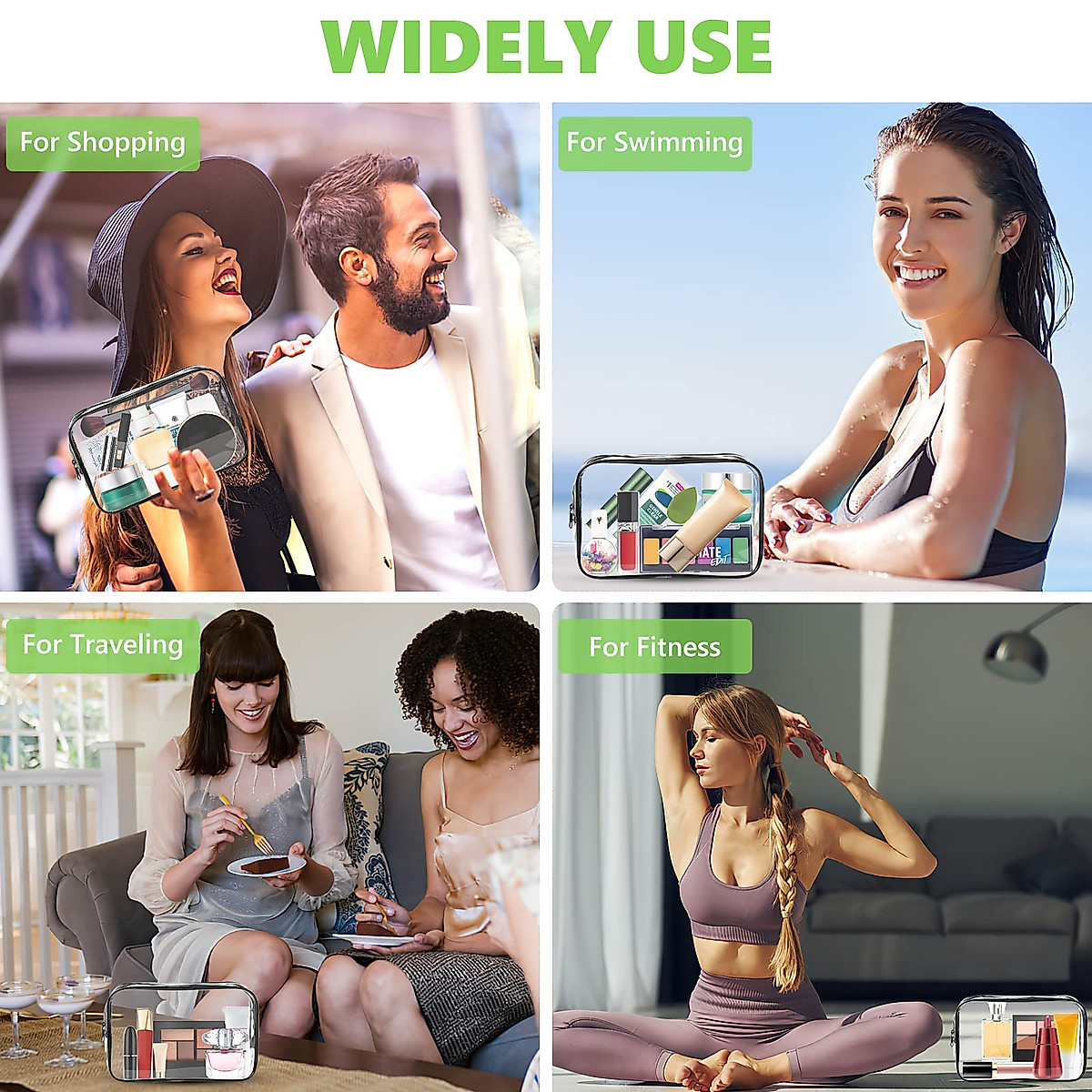 AURUZA 6 PACK Clear Toiletry Bag, TSA Approved Cosmetic Makeup Bags Set, Portable Travel Makeup Bags Zipper PVC Cosmetic Pouch Airport Airline for Travel, Bathroom