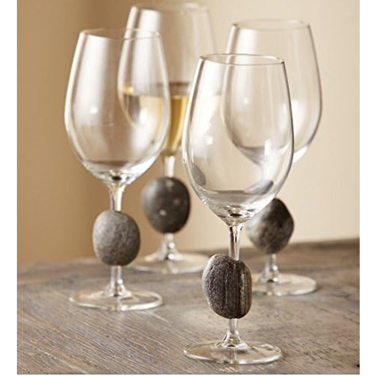 Sea Stones “Touchstone” Universal Wine Glass Set of 2-18oz Thin Rim, Long Stem Summer Glassware - Artisan River and Ocean Stone - Perfect for Birthday, Wedding and Anniversary or New House