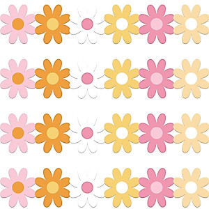69Ft Boho Daisy Flower Paper Bulletin Board Borders Retro Groovy Classroom Decoration Hippie Border Trim Strips Back to School Classroom Decor for Nursery School Classroom Retro Groovy Party