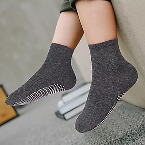 SkiBeaut Toddler Boys Socks- Kids Socks with Grips 12 Pairs Non Slip Skids Toddlers Girls Socks with Grippers for 3-5 Years