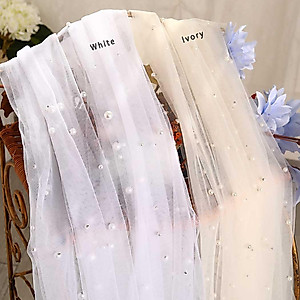 Aularso 118'' Cathedral Wedding Veil Pearl Bridal Veils Long Veil with Comb 2Tier Short Veil for Brides (White-118 * 59in(cathedral))