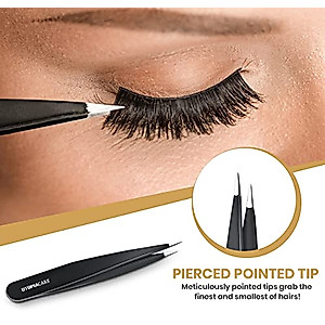 Utopia Care - Professional Stainless-Steel Tweezers Set (4-Piece) and Manicure Kit (15-piece) – Precision Tweezers for Ingrown Hair, Facial Hair, Splinter, Blackhead, and Tick Remover- Women Men Nail