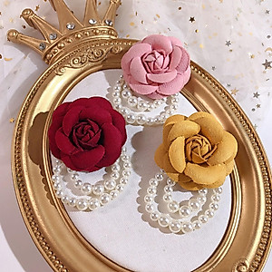 ZZ ZINFANDEL Bohemian Pearl Safety Brooch Pins Flower Brooch Hair Flowers Hairpin Brooch Headpieces,Brooch Pins Shawl Clips for Women Girls Vintage Collar Brooch (Yellow)