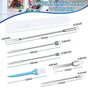 Capsule Filling Machine Tools Kits Micro Tiny Spoon Spatula, Lab Scoop Filling Tray, Herb Powder Tamper Tool for Lab Capsule Filler Pill Maker, Fit Empty Capsules Sizes 000 00 0 1 2 3