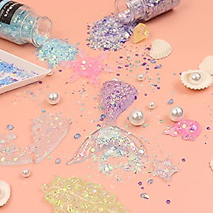 Glow in The Dark Glitter, 12 Colors Chunky Glitter for Tumblers, High Luminous Holographic Glitter for Resin Crafts Epoxy Slime, Cosmetic Grade Nail Glitter Set for Face Body Skin