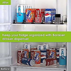 Soda Can Dispenser for Refrigerator,Self-Pushing Drink Organizer for Fridge, Width Adjustable Fridge Organization, Beer Pop Can Water Bottle Drink Dispenser for Fridge (5 Rows)