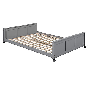 Full Over Full Loft Bed with Desk and Storage Drawers, Wood Bunk Loft Bunk Bed for Kids, Can Be Separated into A Full Size Platform Bed Frame and A Loft Bed for Girls Boys Teens, Gray