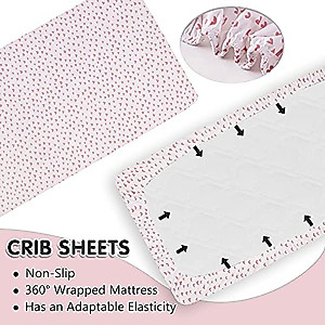Honkaii Swan Crib Bedding Set for Girls 3pcs, Crib Sheet, Crib Skirt, Crib Quilt Included, Pink Crib Sets