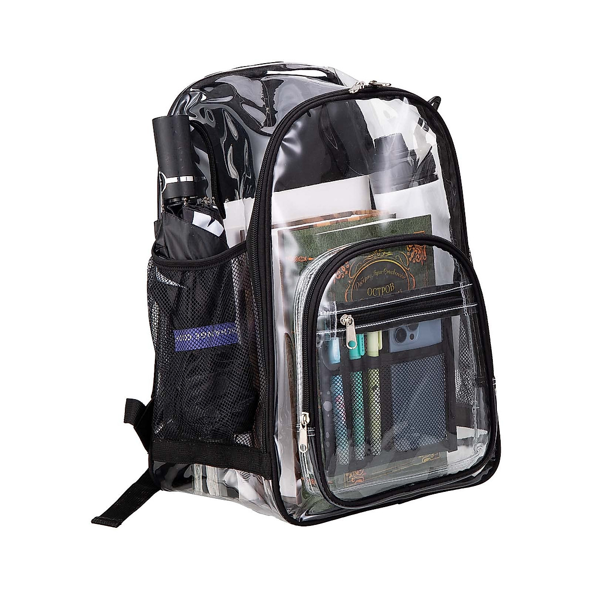 Clear Backpack, Heavy Duty Transparent See Through Bag, Waterproof Rucksack for Women Men Girls Boys to School College Security Travel Hiking Stadium Sports