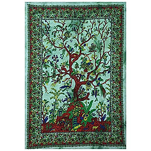 Popular Handicrafts Tapestry Tree of Life Hippie Tie dye Psychedelic Wall Hanging - Indian Maditation Gypsy Bohemian Hippy Dorm Room Decor Poster Green 30 x 40 Inch