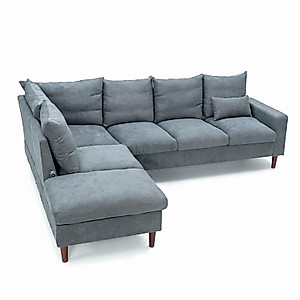 Panana Left/Right Facing Sectional Sofa, L Shape Corner Couch with Butilt-in USB Port Chaise Sectional Couch for Living Room & Apartment, Grey