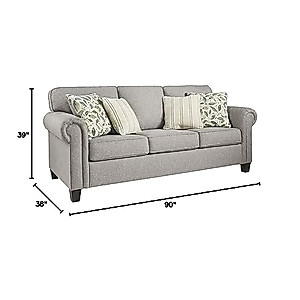 Signature Design by Ashley Alandari Traditional Sofa with 4 Accent Pillows, Gray