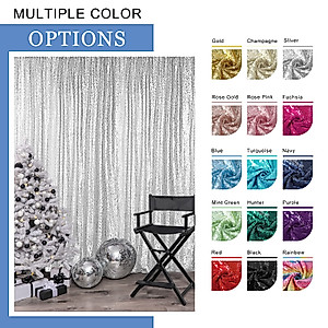 Hahuho Rose Gold Sequin Backdrop Curtain, 4PCS 2FTx8FT Glitter Backdrop Curtain for Parties, Christmas, Wedding, Party Decoration（4 Panels, 2FT x 8FT, Rose Gold