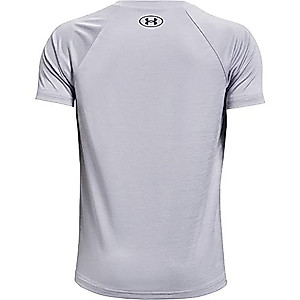 Under Armour boys Tech Split Logo Hybrid Short-Sleeve T-Shirt , Mod Gray (011)/Black , Youth Large
