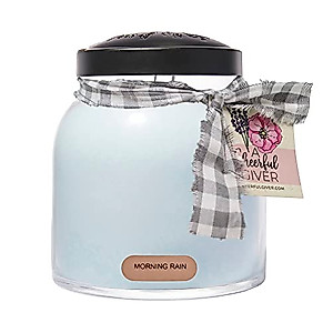 A Cheerful Giver - Morning Rain - 34oz Papa Scented Candle Jar with Lid - Keepers of The Light - 155 Hours of Burn Time, Gift for Women, Blue