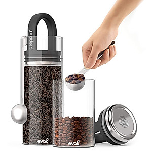 Prepara Evak Classic Glass Food Storage, 46 Ounce, Black