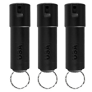 POLICE MAGNUM Pepper Spray Spin Top- SMALL & COMPACT Keychain for Security Protection- 1/2oz Black