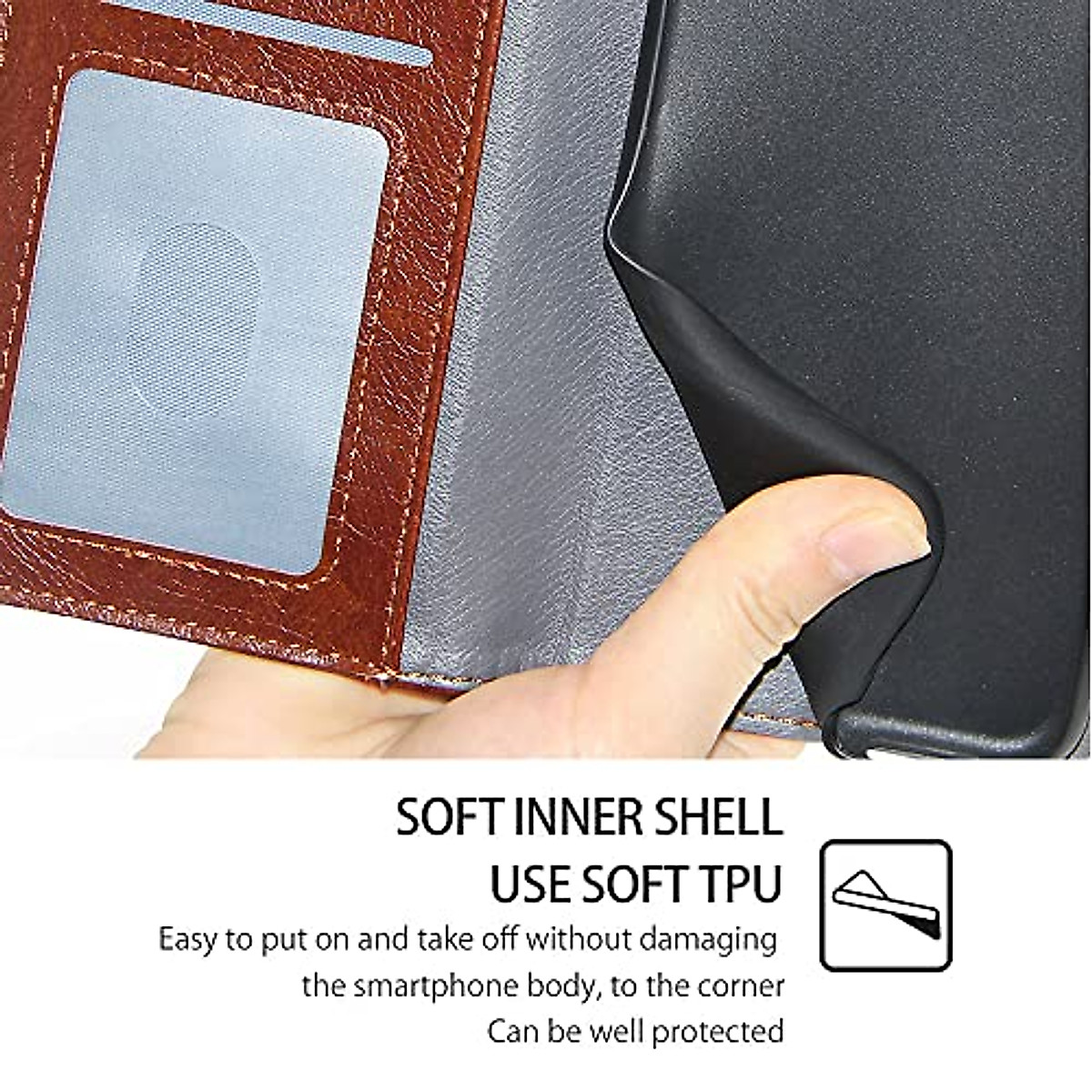 Fansipro Zipper Wallet Folio Case for Oppo Reno 2, Premium PU Leather Slim Fit Cover for Reno 2, 3 Card Slots, 1 Transparent Photo Frame Slot, Well Design, Brown