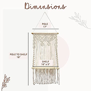 Macrame Wall Hanging Shelf, Boho Indoor Woven Plant Shelf for Wall Decor. Handmade Natural Cotton Macrame Wall Shelf for Plants. Indoor Plant Hanger