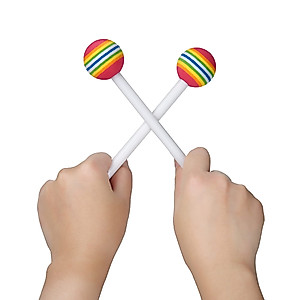 10 Pieces Drum Sticks for Kids, Rainbow Lollipop Drumsticks Soft Foam Head Beat Toy Percussion Mallets