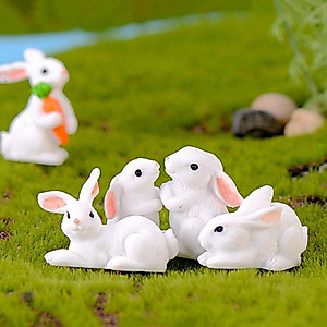 Rabbit Ornaments, Cute Animal Figurine, DIY Hare Miniature, Resin Craft, Fairy Garden Bunny Bonsai Easter Decoration, Animals Model(7)