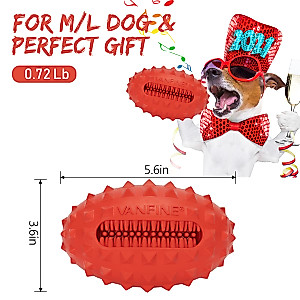 VANFINE Dog Toy, Squeaky, Indestructible, Tough, Durable Stick Chew Toy for Large Dogs, Puppies and Aggressive Chewers with Non-Toxic Natural Rubber (Medium/Large Dog, Football)