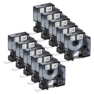 Nineleaf 10 Pack Compatible for DYMO 18051 Rhino Heat Shrink Tube Industry Label Tape 6mm 1/4" x 5ft Black on White Wire Tapes for Industrial Rhino Pro 3000 4200 5000 5200 6000 3M Label Maker