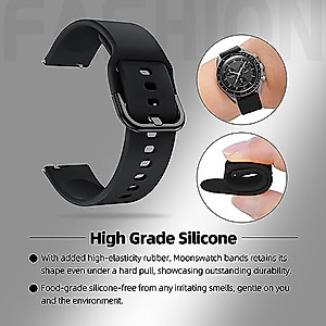 Ritche Christmas Gift 20mm Sports Silicone Moonswatch Band for Men Omega Swatch Strap Replacement band for Speedmaster/Rolex/Seiko Mission to the Moon/Mercury, White Elephant Gifts, Stocking Stuffers for Men